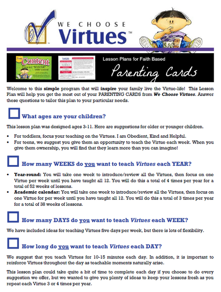 Parenting Cards-Printed – We Choose Virtues